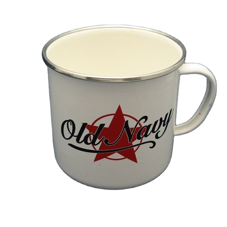 Black gold rim design enamel mug