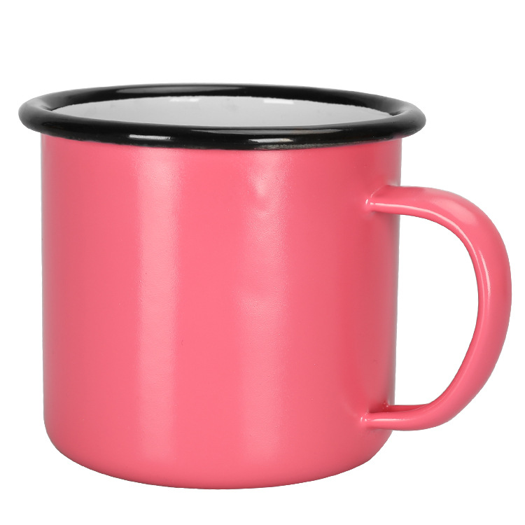 Black gold rim design enamel mug