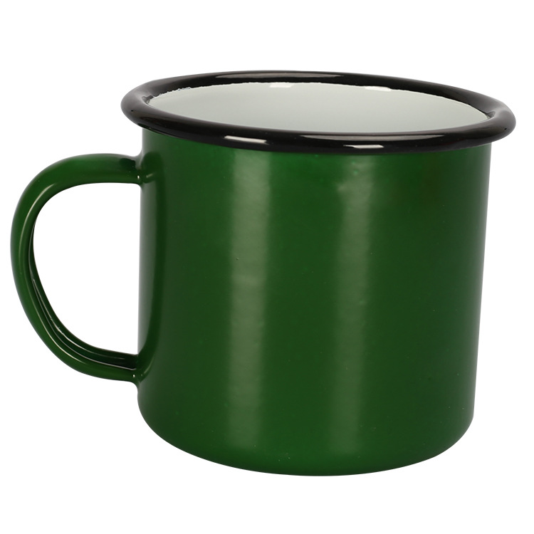 Black gold rim design enamel mug