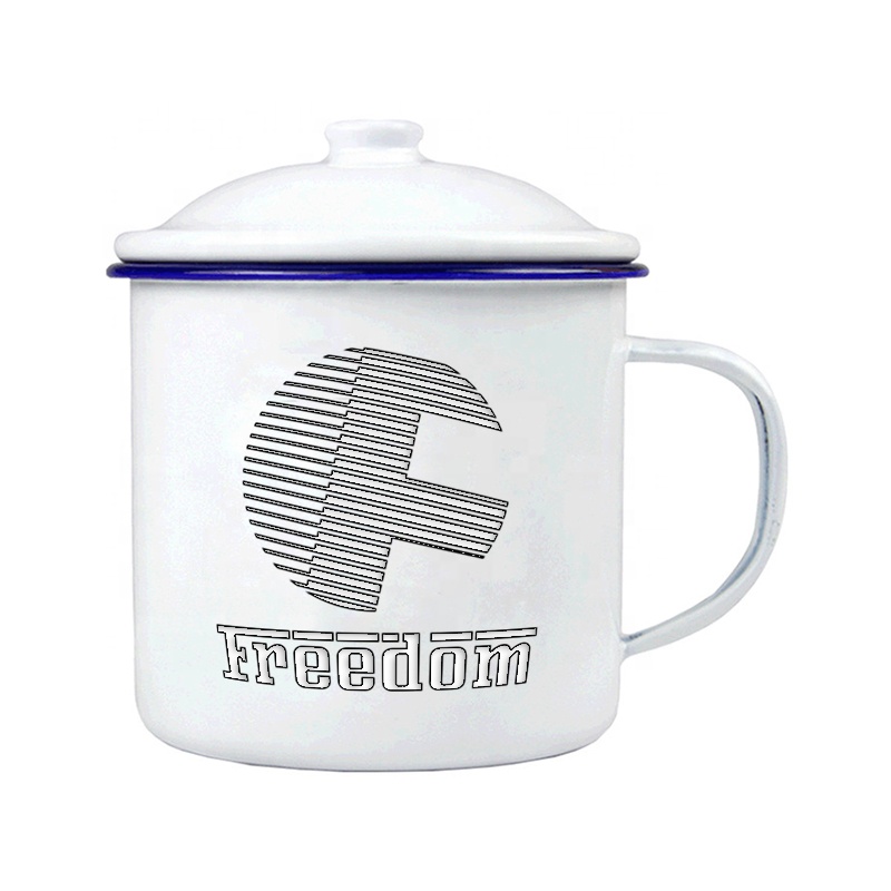 Custom enamel mark cup with lid