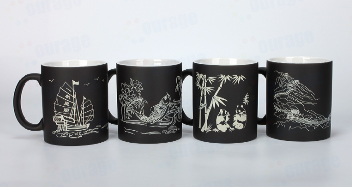 Large black color changing ceramic mug
