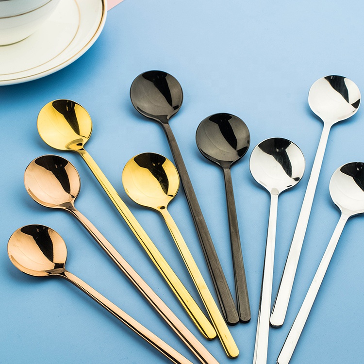 Luxury long handle stainless steel teaspoon