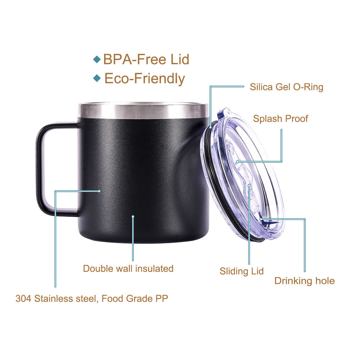 Novelty design custom h's travel mug