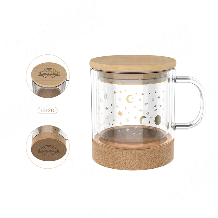 Pyrex glass mug with cork bottom