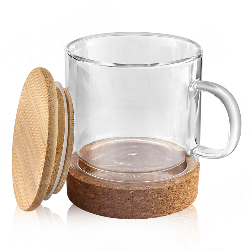 Pyrex glass mug with cork bottom