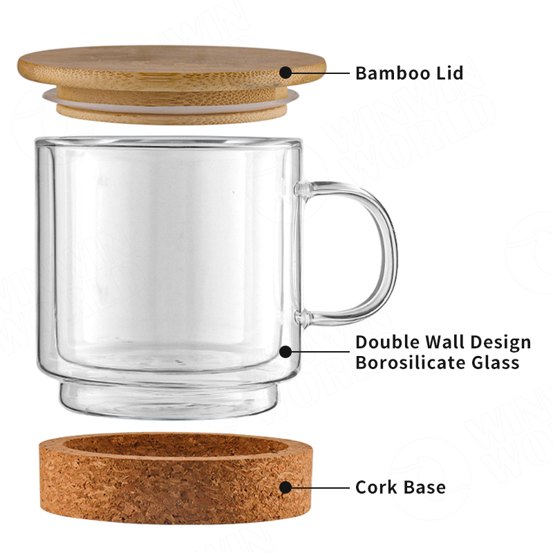 Pyrex glass mug with cork bottom